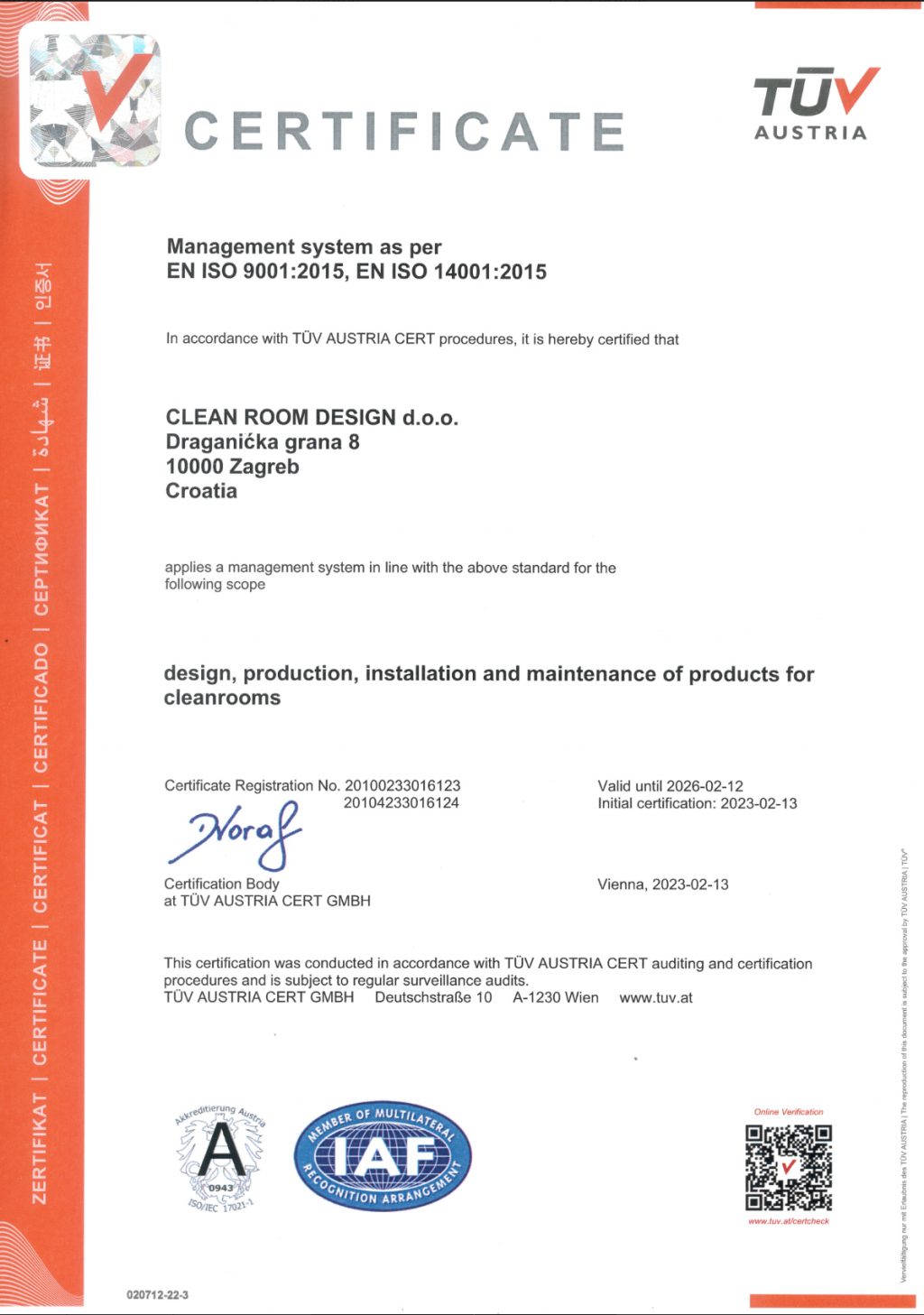 CERTIFICATE – Clean Room Design