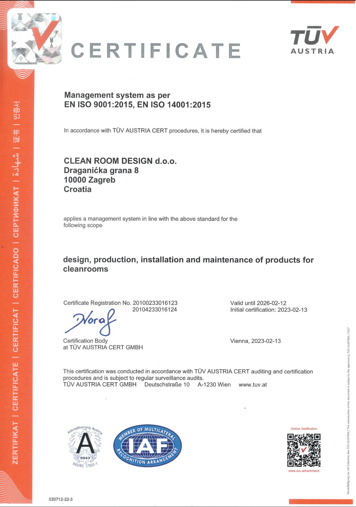 CERTIFICATE – Clean Room Design